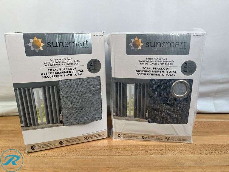 Sunsmart Black Out Curtains - 4 Panels - Silver & Indigo Blue - New ...