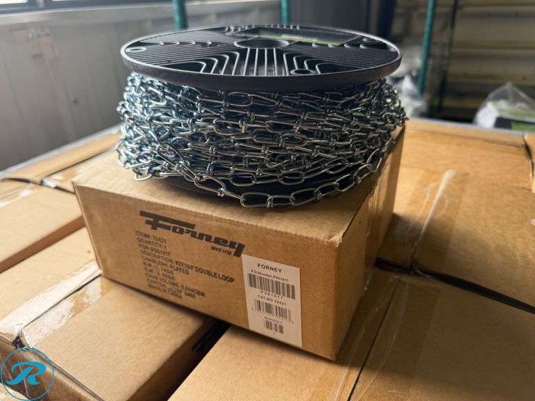 (4) Forney Double Loop Chain, Zinc-Plated, Model 70421, 9×100 in Spool ...