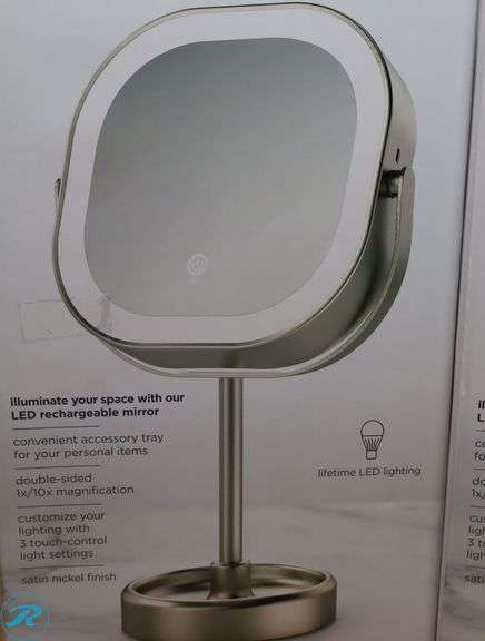 (2) Conair Halo Lighted Mirror, 2 way Magnification, Satin Nickel - (1 ...