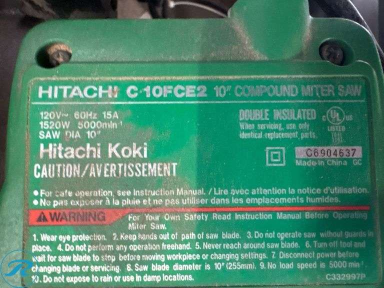 Hitachi C10FCE2 10-Inch Compound Miter Saw - Roller Auctions