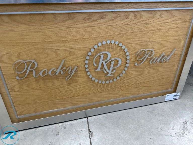 Illuminated Rocky Patel Sign with Wood and Metal Frame, Missing Head Of ...