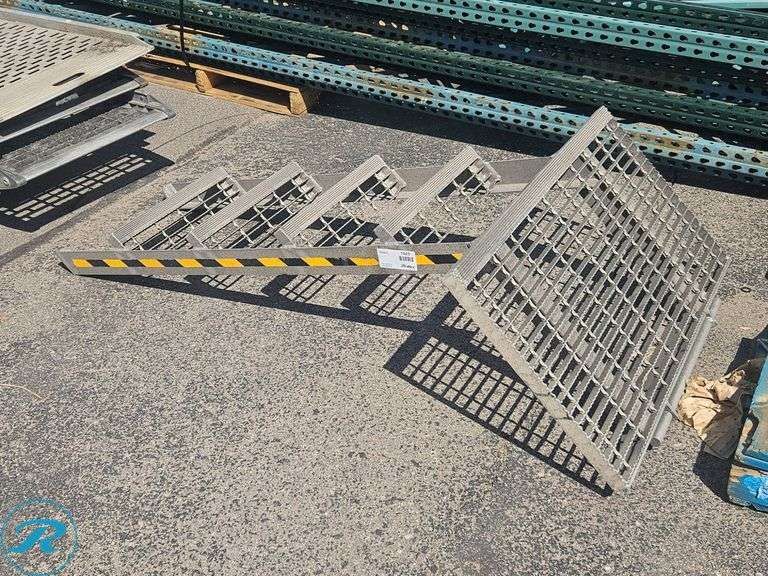 Metal Staircase Ramp with Yellow and Black Safety Markings - Roller ...