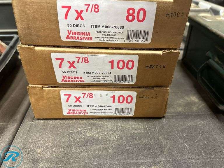 (6) Boxes of Virginia Abrasives 7" Sanding Discs, 36-100 Grit - Roller ...