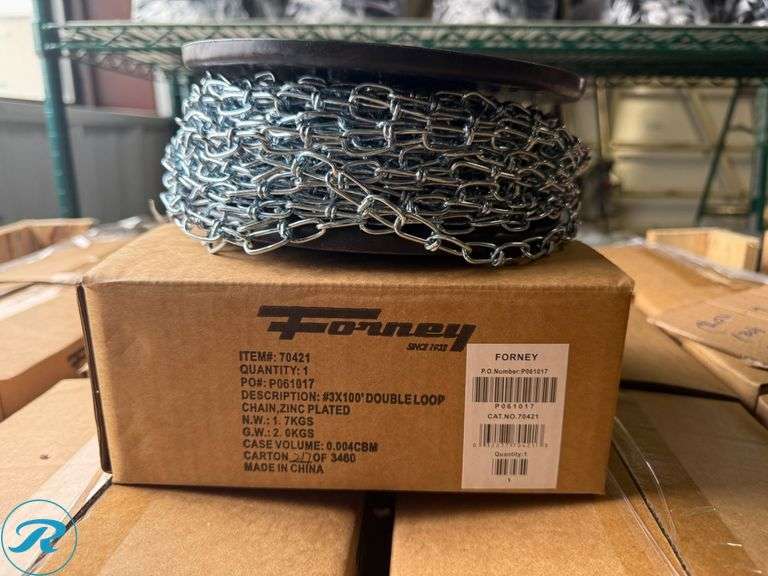(4) Forney 70421 Zinc-Plated Double Loop Chain (9×100) 1.2 Kg Reel ...