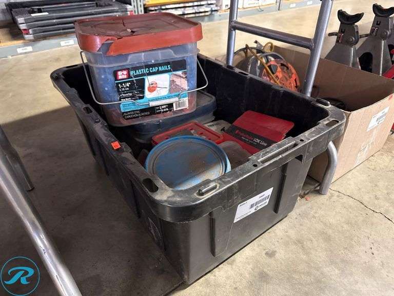 Storage Bin With Assorted Hardware Including Grip-Rite Plastic Cap ...