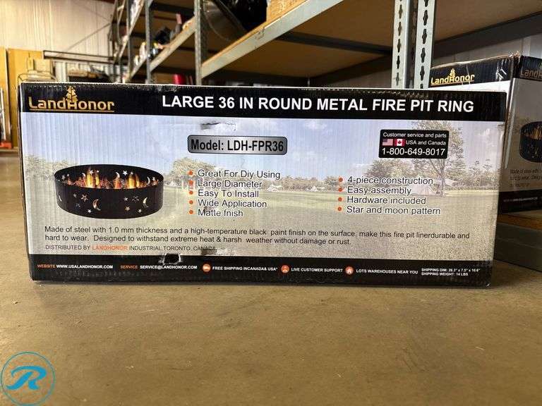 LandHonor LDH-FPR36 Large 36-Inch Round Metal Fire Pit Ring - Roller ...