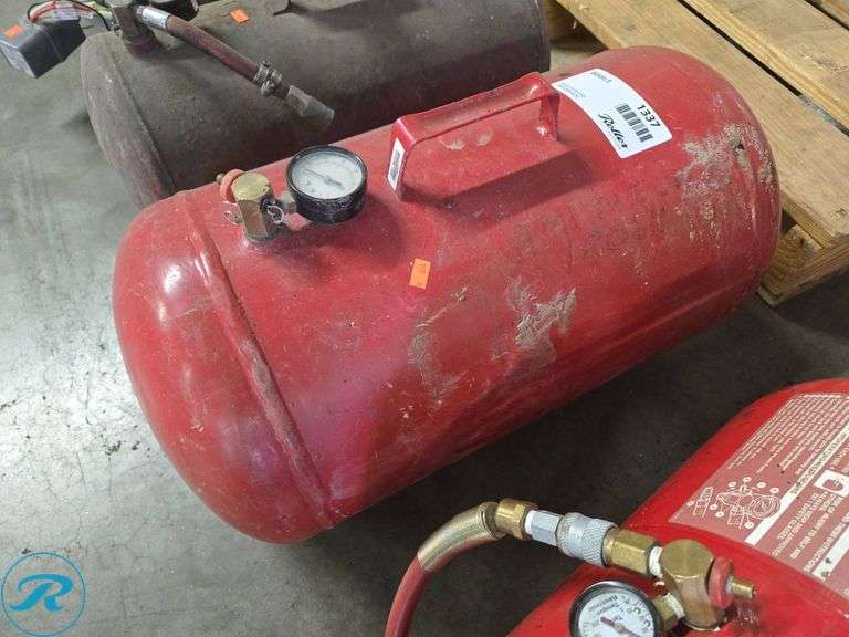 Portable Red Air Tank with Gauge and Hose Connection - Roller Auctions