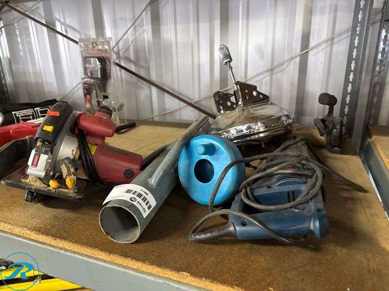 Assorted Power Tools and Accessories Including Circular Saw, Drill, and Attachments - Roller ...
