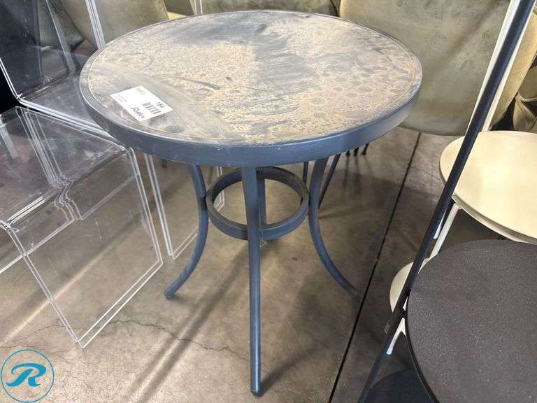 Metal Round Table, 23-Inch Diameter, Gray Finish - Roller Auctions