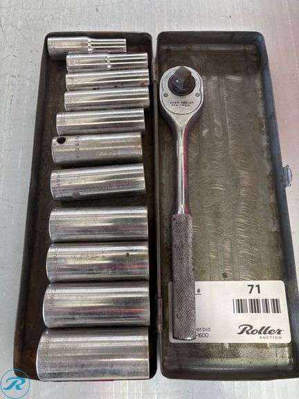Proto 1/2-in Ratchet with Deep Sockets in Metal Case - Roller Auctions