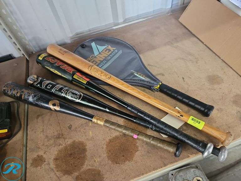 (4) Baseball Bats and Tennis Racquet - Roller Auctions