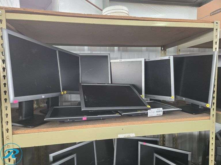 (3) Shelves of (24) HP Computer Monitors - Roller Auctions