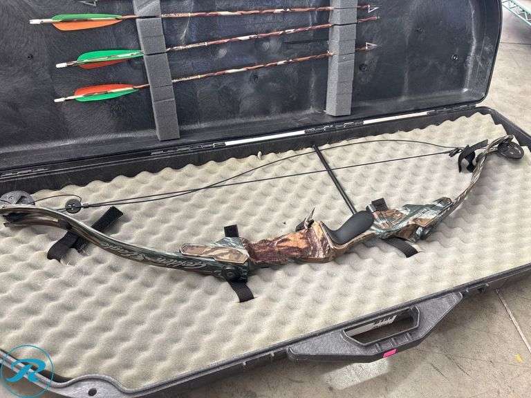 Golden Eagle Compound Bow with Tiger Tuff Rest, Arrows, and Hard Case - Roller Auctions