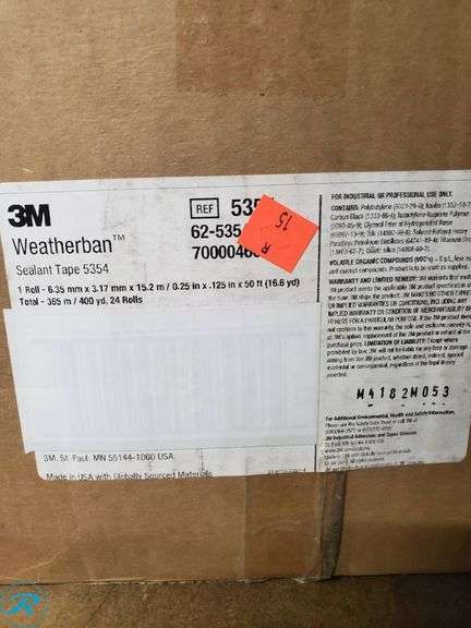 3M Weatherban Sealant Tape 5354 (2 Rolls) – REF 62-535, 7000040816 - Roller Auctions