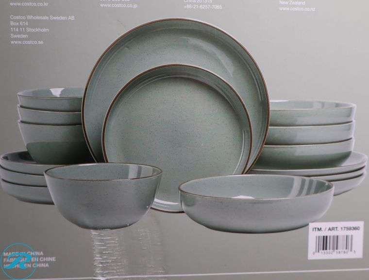 (2) Over & Back 16-Piece Dinnerware Set, Sage - New/Small Chip - Roller ...