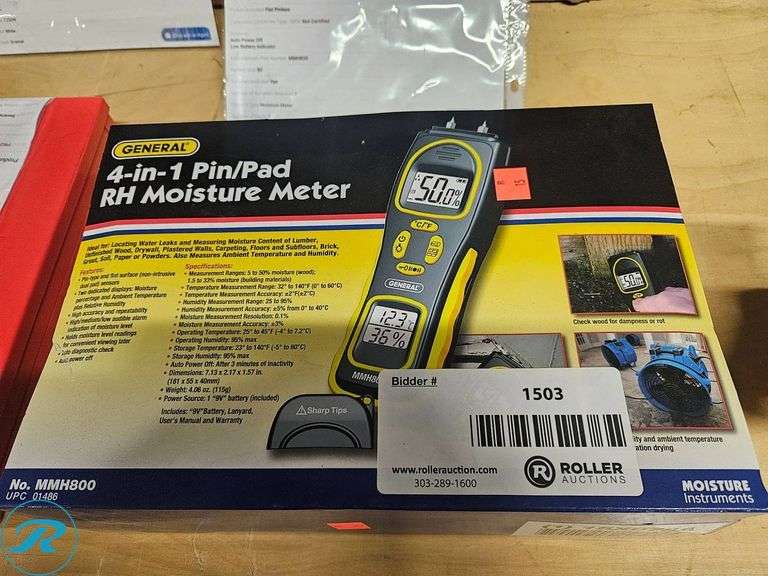 General 4-in-1 Pin/Pad RH Moisture Meter Model MMH800 - Roller Auctions