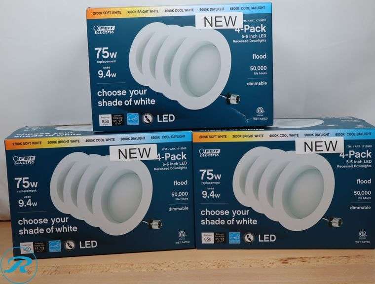 (12) 75W LED Replacement Recessed Downlights, Flood, Dimmable - New ...