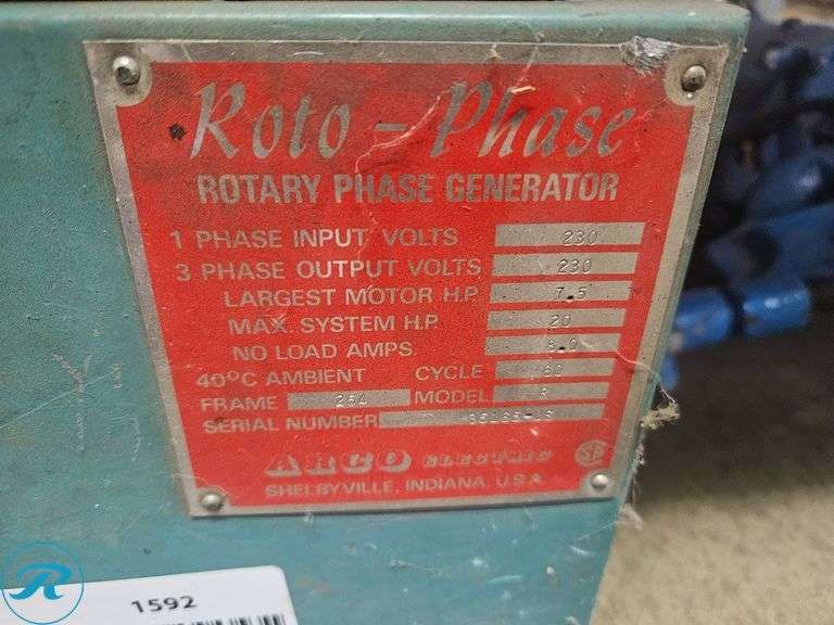 Arco Roto-Phase Rotary Phase Generator Model F2 with 230V Input and ...