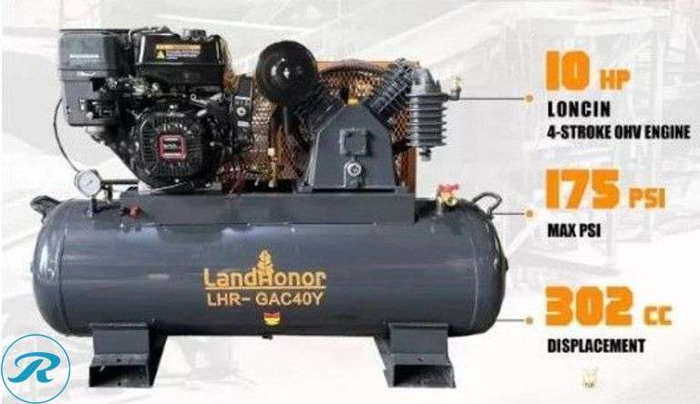 New Land Honor LHR-GAC40Y 40-Gallon 2-Stage Air Compressor, 10 HP Gas ...