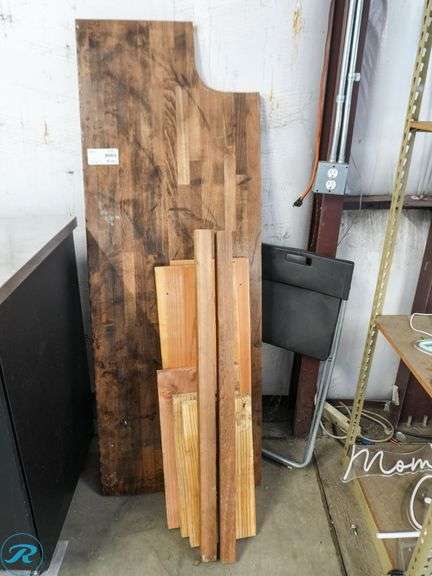 Butcher Block Table Top, Folding Chair and Wood - Roller Auctions