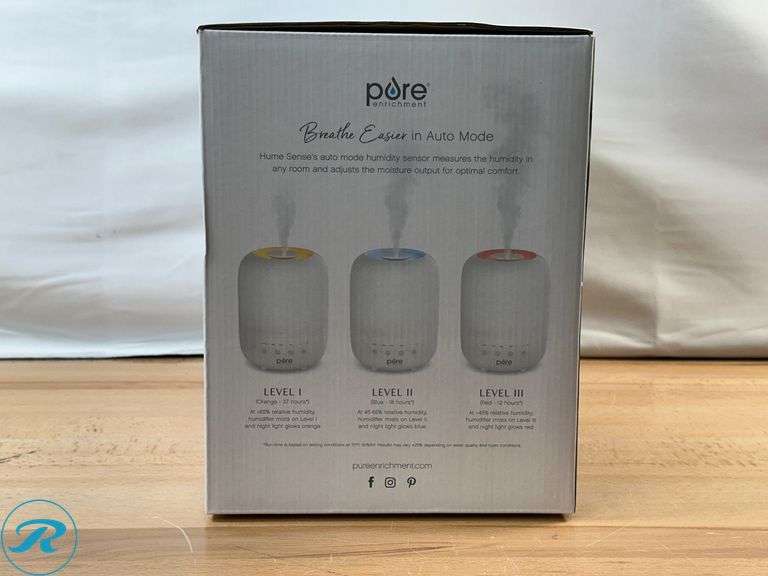 (2)Pure Enrichment HUME Sense Top Fill Humidifier - New - Roller Auctions