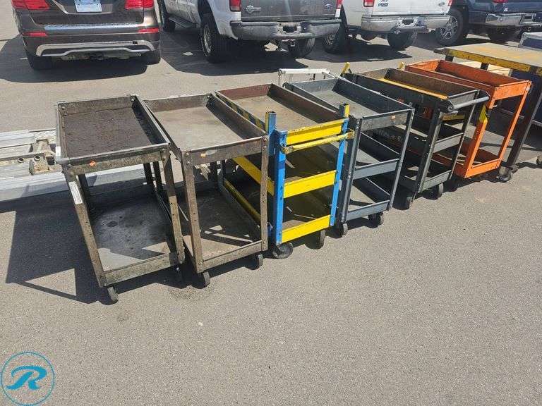 (6) Rolling Metal Utility Carts with Shelves - Roller Auctions