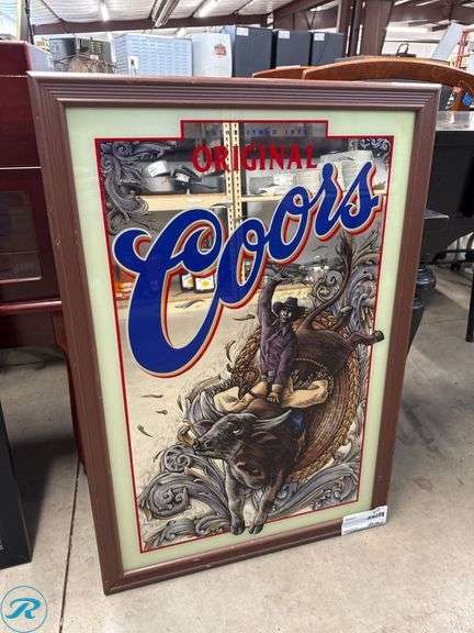 Original Coors Framed Advertising Mirror with Illustrative Design ...