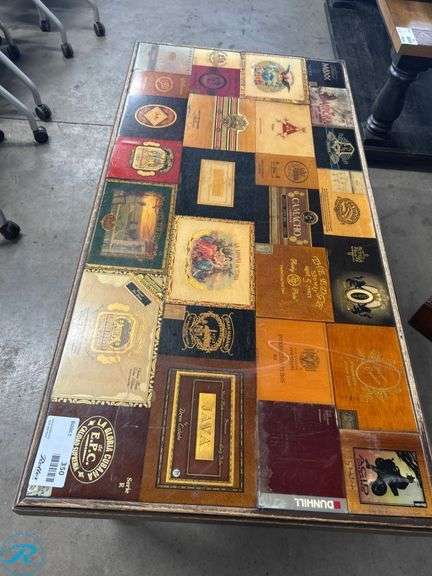 Rectangular Wooden Coffee Table with Cigar Box Top Design - Roller Auctions