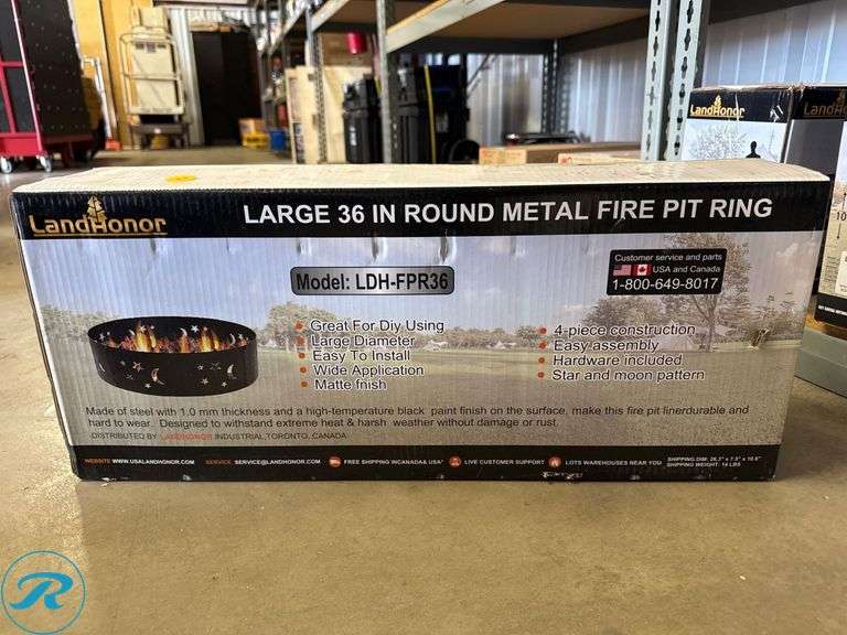 LandHonor LDH-FPR36 Large 36-In Round Metal Fire Pit Ring - Roller Auctions