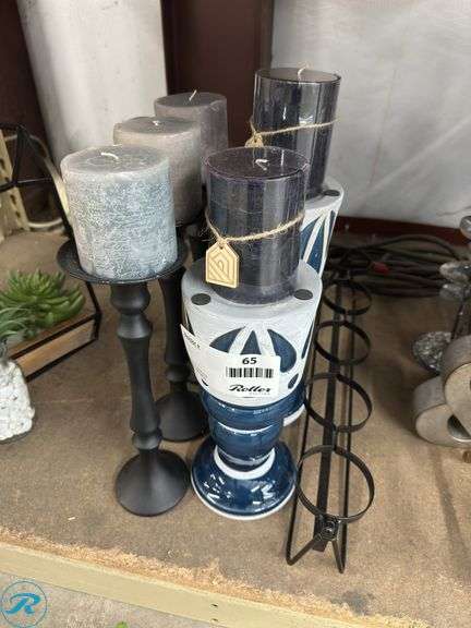 (6) Candle Stands With Candles - Roller Auctions