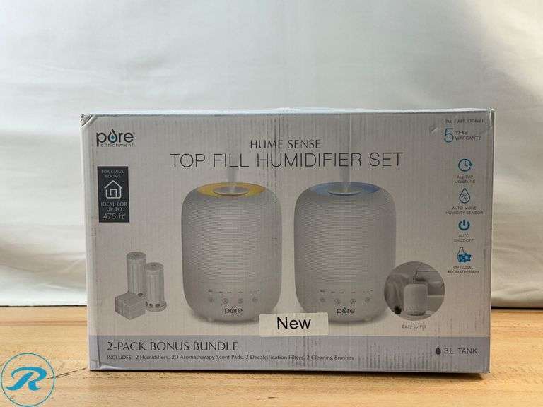 (2)Pure Enrichment HUME Sense Top Fill Humidifier - New - Roller Auctions