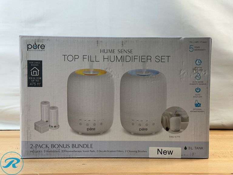 (2)Pure Enrichment HUME Sense Top Fill Humidifier - New - Roller Auctions