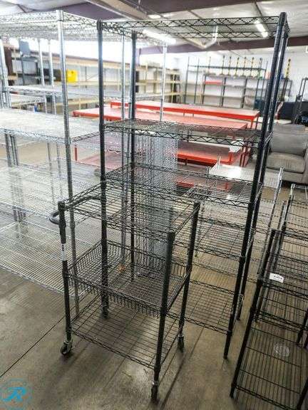 3-Tier Wire Cart and 5-Tier Wire Rack, 36" x 16" - Roller Auctions