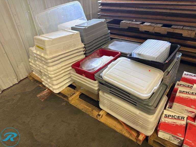 (2) Pallets of Storage Totes with Lids - Roller Auctions