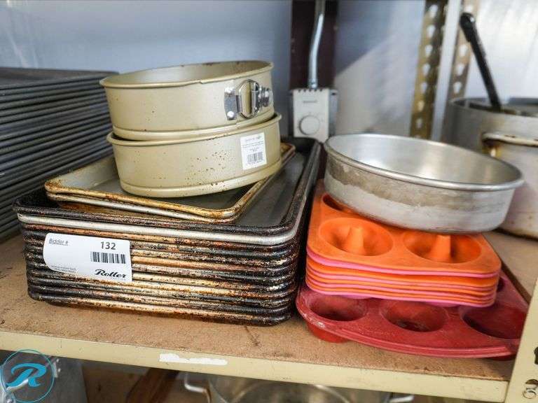 (12) Half Size Sheet Pans, (2) Spring Form Pans and Muffin Tray ...