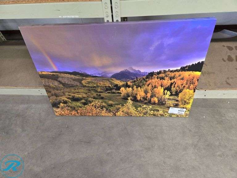Framed Landscape Photography Print Featuring Mountains and Rainbow ...