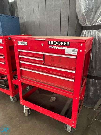 US General Pro 5-Drawer Industrial Roller Cart with Red Finish (No Keys ...