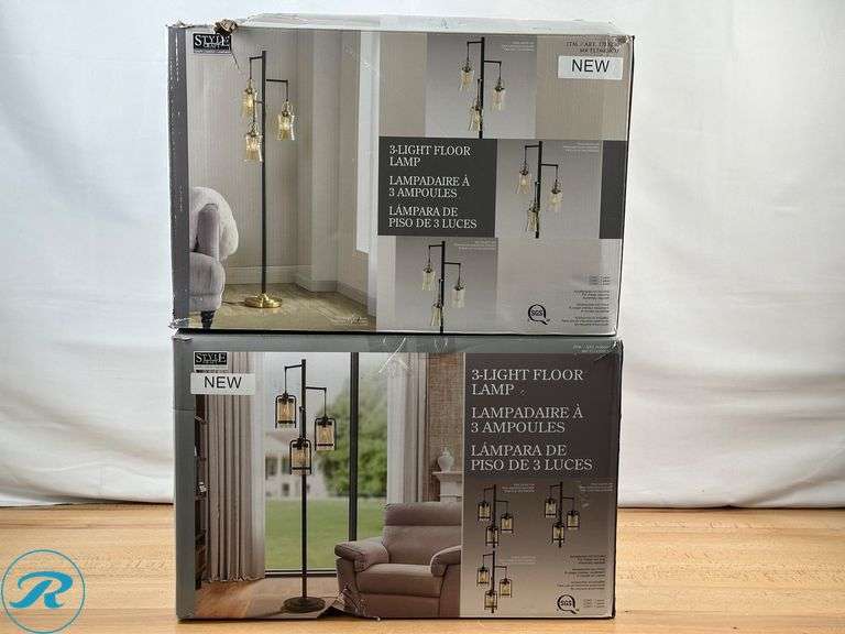 Arden 3-light Floor Lamp- New; Eliana Floor Lamp- New - Roller Auctions