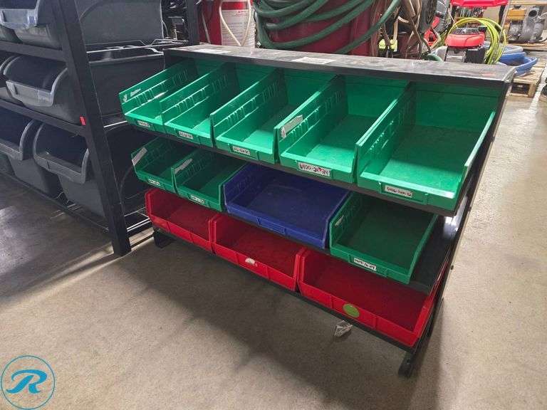 Metal Storage Rack With Plastic Sorting Bins, 3-Tier - Roller Auctions