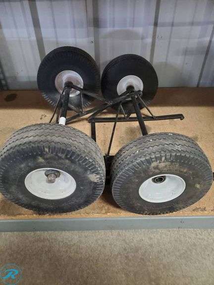 (2) Metal Dual-Axle Wheel Assembly with Four Tires - Roller Auctions