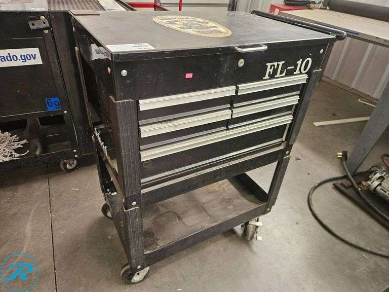 Carquest Rolling Metal Tool Chest with Five Drawers, Open Storage Shelf ...