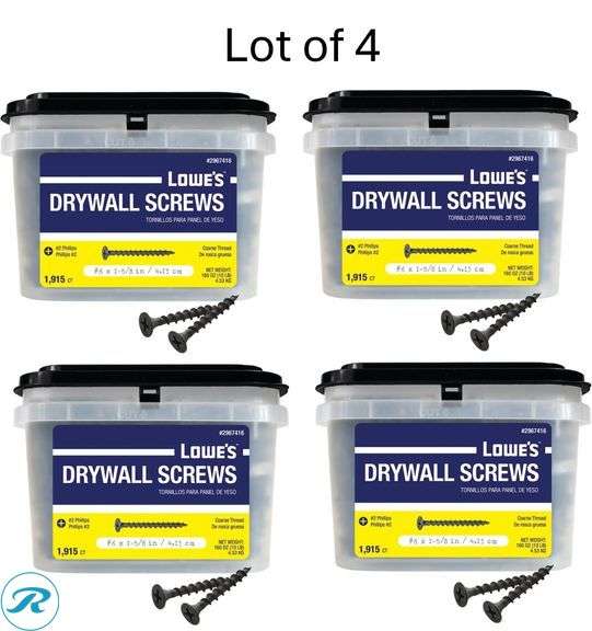 (4) New- Lowe's #6 x 1-5/8-in Bugle Coarse Thread Drywall Screws 10-lb ...