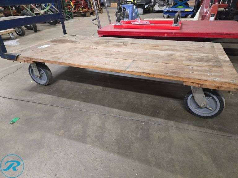 Wood and Metal Flatbed Rolling Cart with Steel Frame - Roller Auctions