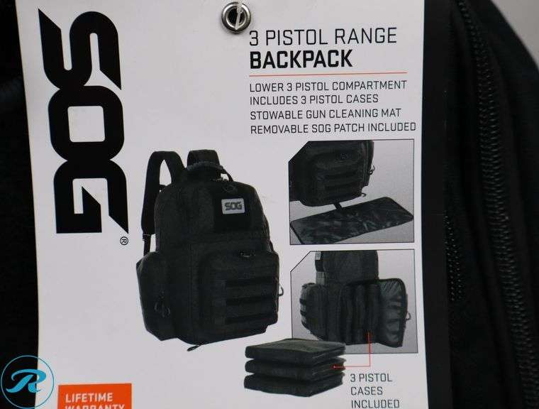 SOG 3 Pistol Range BackPack, Black - New - Roller Auctions