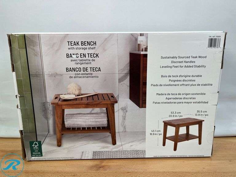 Seville Teak Bench - New - Roller Auctions
