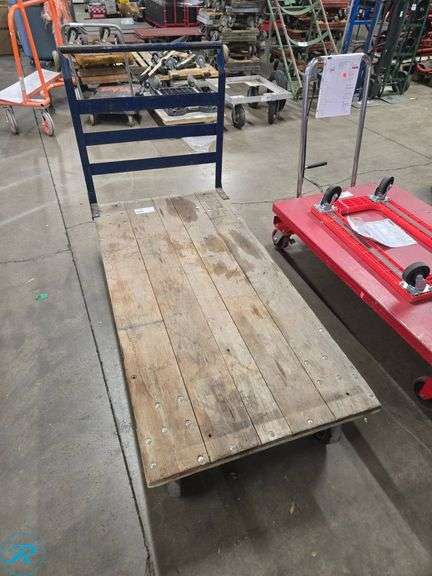 Wood and Metal Flatbed Rolling Cart with Steel Frame - Roller Auctions