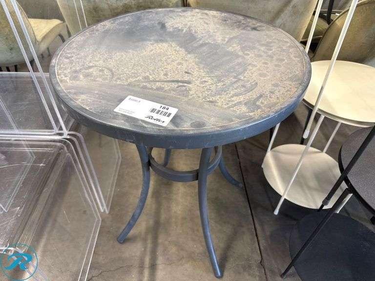 Metal Round Table, 23-Inch Diameter, Gray Finish - Roller Auctions
