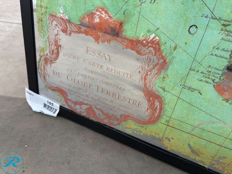 Framed World Map Mirror - Roller Auctions
