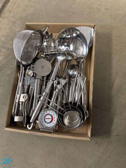 Set of Assorted Stainless Steel Kitchen Utensils and Tools - Roller Auctions