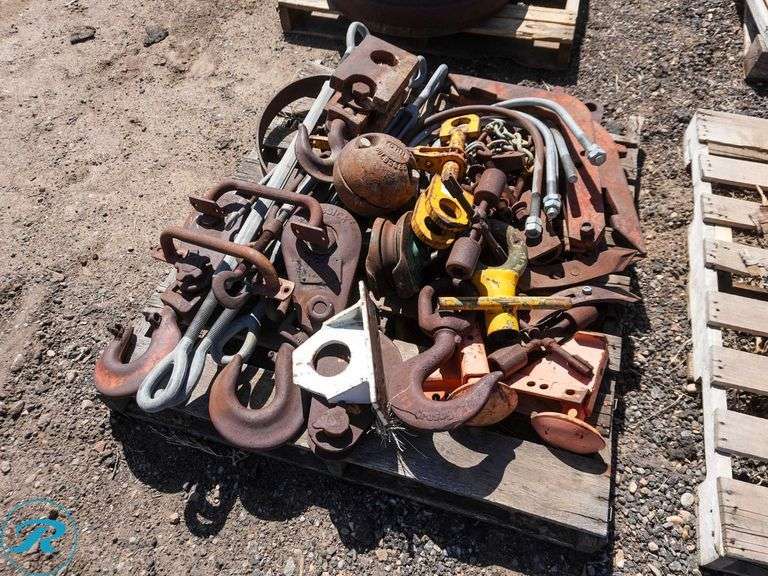 Pallet of Assorted Hooks, Clevises, Shanks and Pulleys - Roller Auctions
